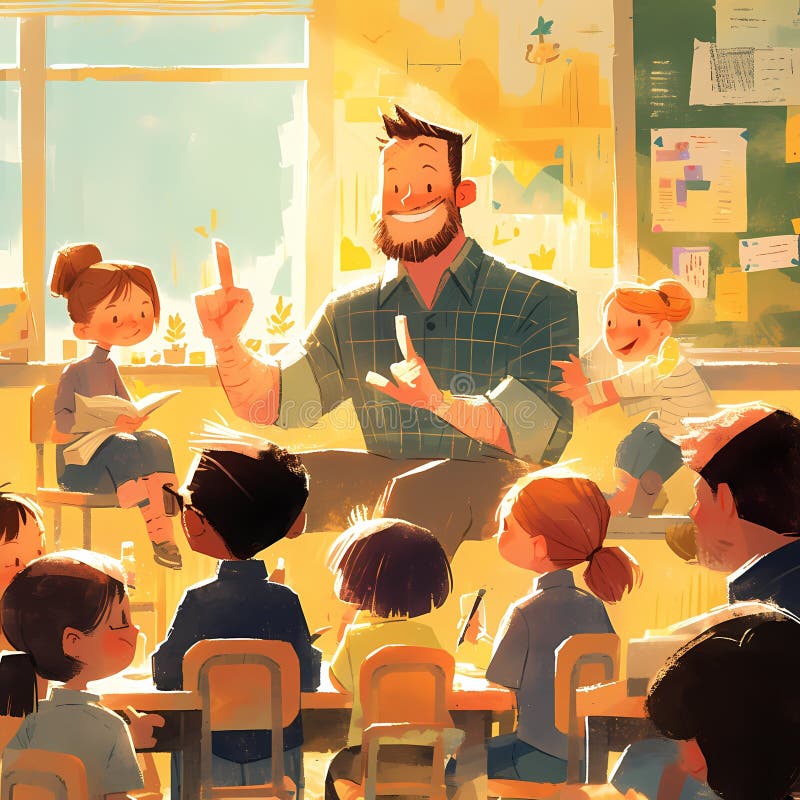 Educator Inspires Students with Animated Lesson Stock Illustration ...