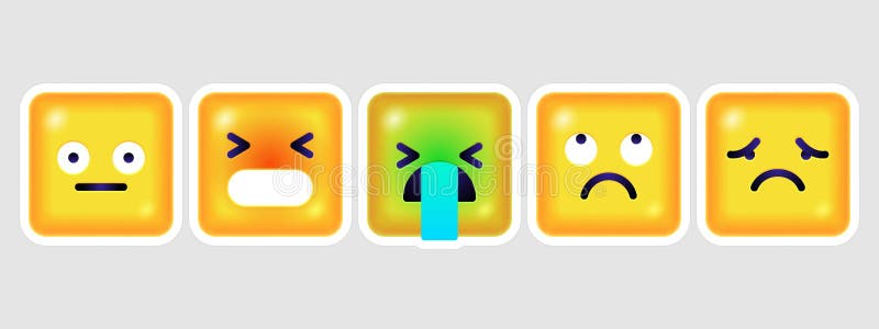 Square Emoticons Yellow Emoji Faces Emoticon Smile, Digital Smiley ...