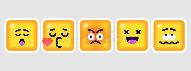 Square Emoticons Yellow Emoji Faces Emoticon Smile, Digital Smiley ...