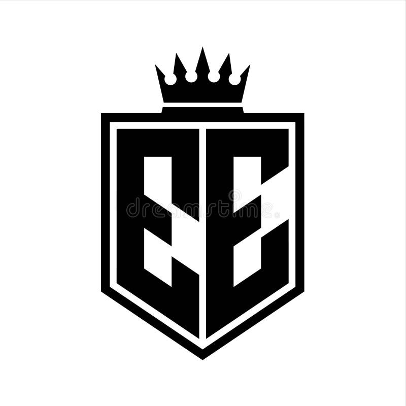 EE Logo Monogram Bold Shield Geometric Shape with Crown Outline Black ...