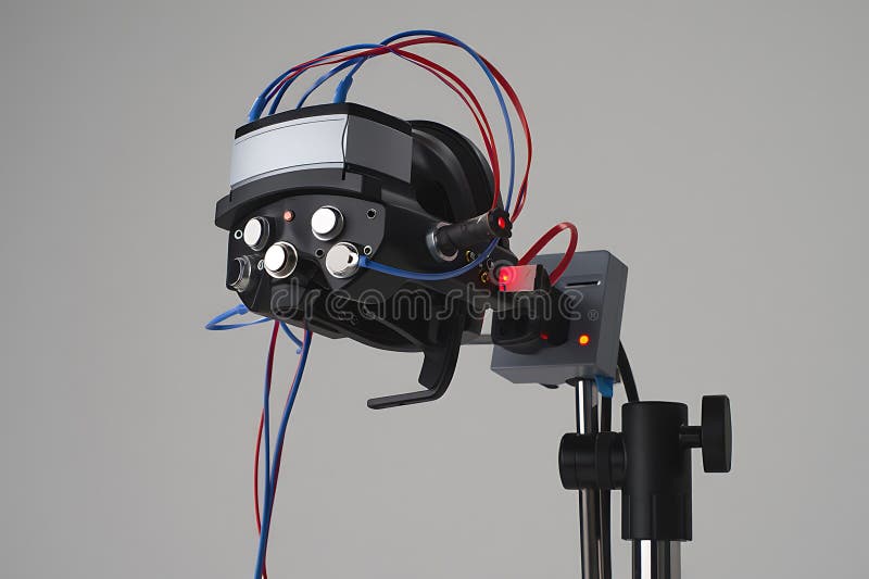EEG Headset Device on Stand with Wires and Sensors. Stock Illustration ...