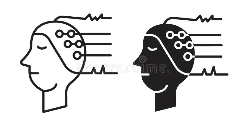 Eeg thin line icon set stock vector. Illustration of electrodes - 329354130