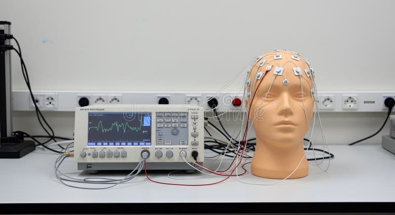 EEG Setup with Mannequin Head for Brainwave Analysis and Neurological ...