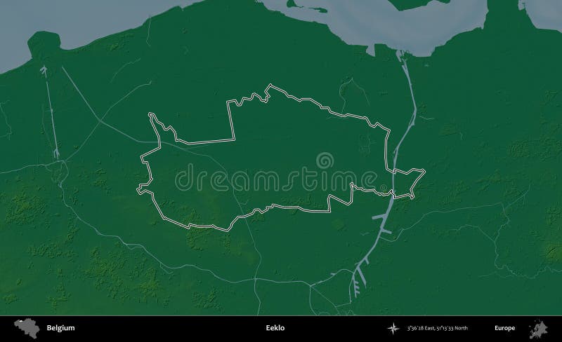 Eeklo Outlined, Belgium. Physical Stock Illustration - Illustration of ...