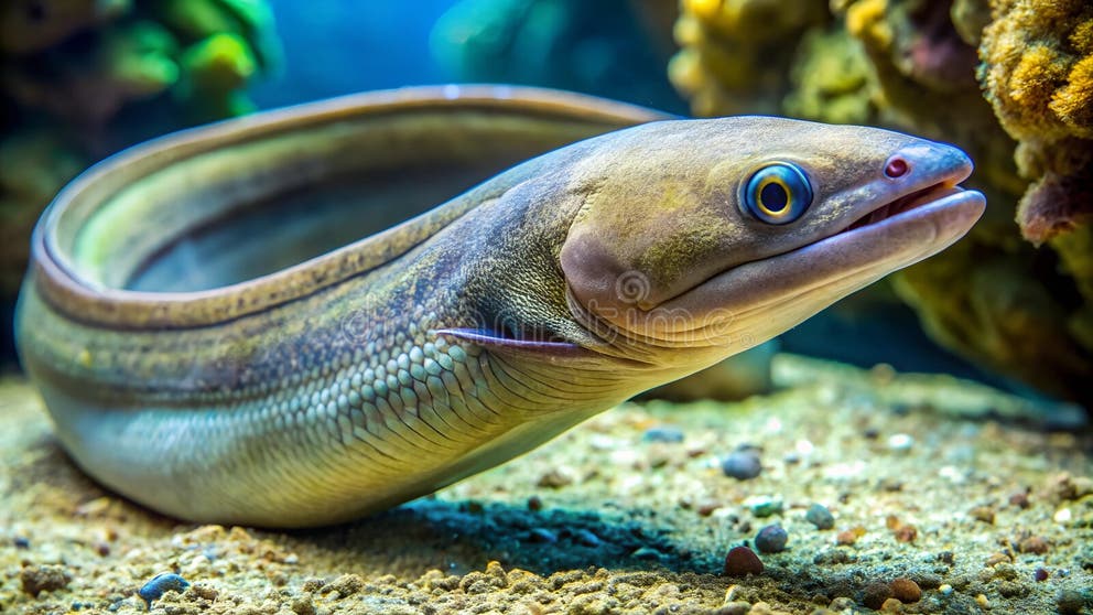 Eel Fish Realistic Close Up View Under Water Stock Photo - Image of ...