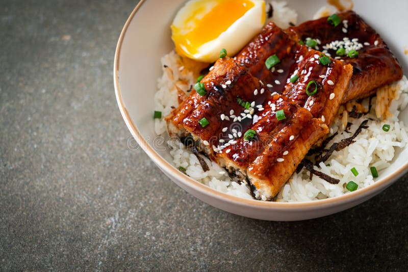 Eel Rice Bowl or Unagi Rice Bowl Stock Image - Image of brown, healthy ...