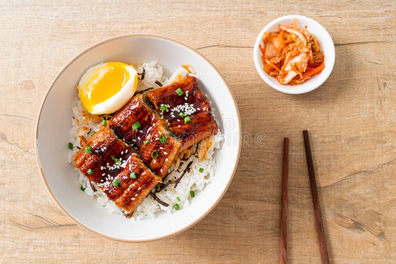 Eel Rice Bowl or Unagi Rice Bowl Stock Image - Image of healthy ...