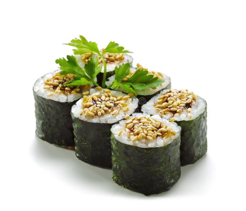 Eel Roll stock photo. Image of delicacy, isolated, fish - 11683256