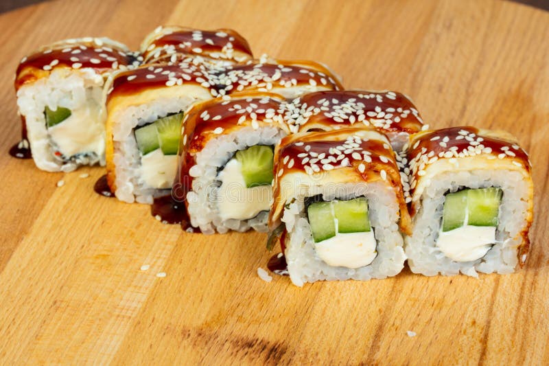 Eel roll with cheese stock photo. Image of appetizer - 118303004