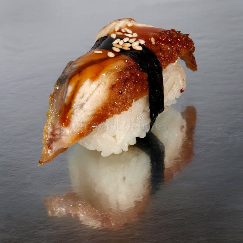 Eel Sushi on a Shiny Surface. Japanese Kitchen Stock Photo - Image of ...