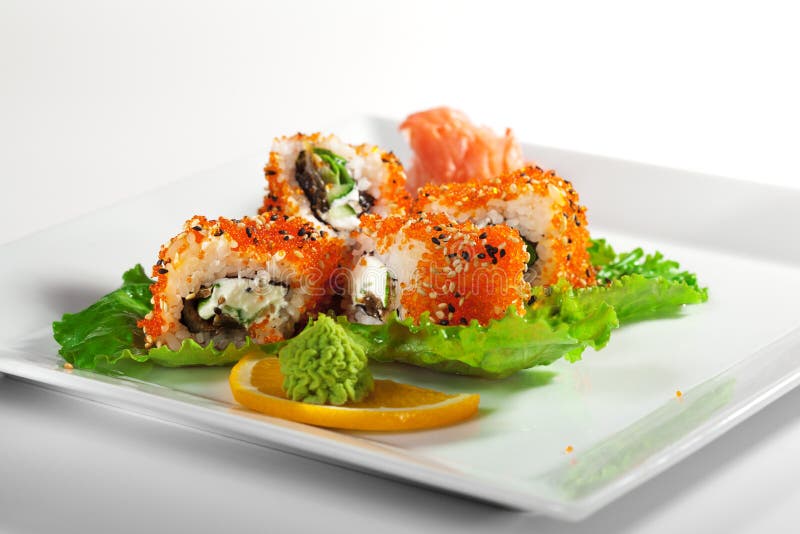 Eel and Tobiko Roll stock image. Image of meal, gourmet - 12139217