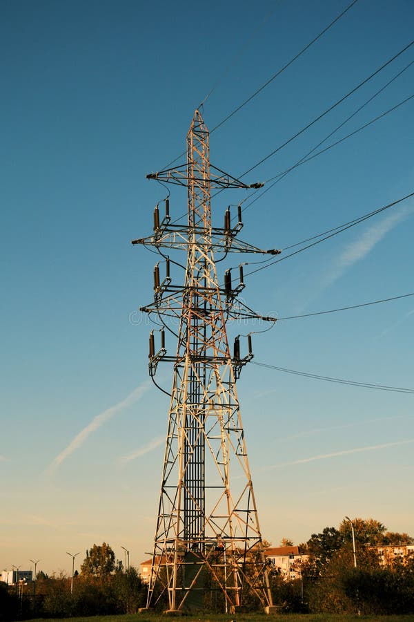 Eelectric power tower stock photo. Image of tower, landscape - 341620740