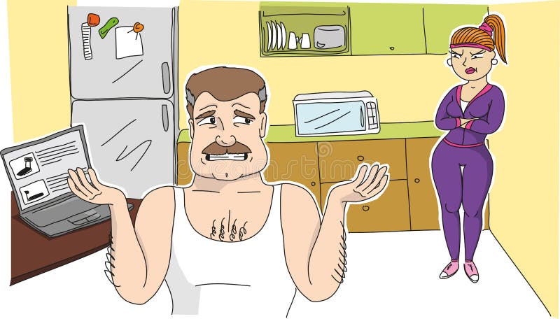 Een Beeld Van Een Boze Vrouw En Haar Echtgenoot Stock Illustratie ...