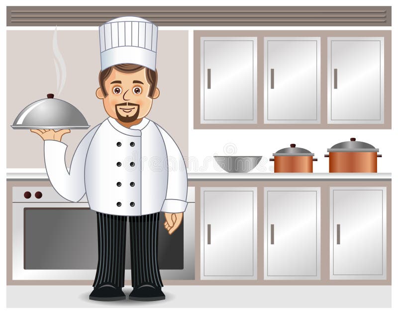 Een chef-kok in een keuken vector illustratie. Illustration of diner ... Een chef-kok in een keuken vector illustratie. Illustration of diner ...