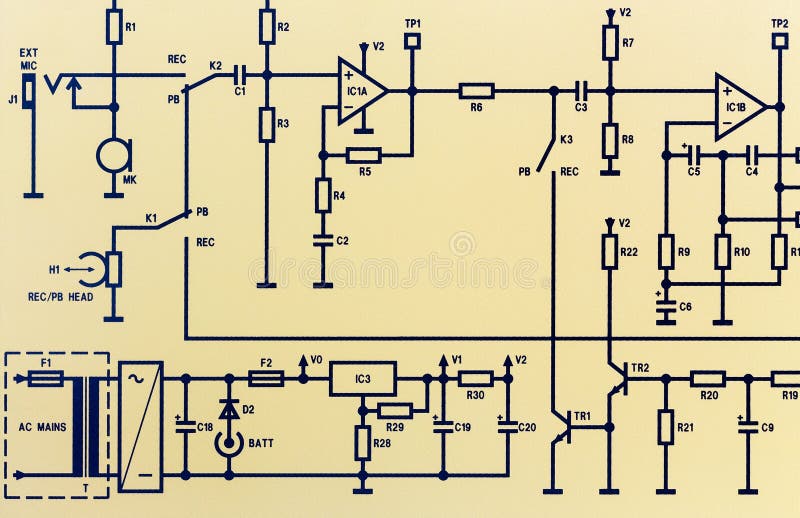 Een Deel Van Een Elektronisch Schakelschema Stock Foto - Image of ...