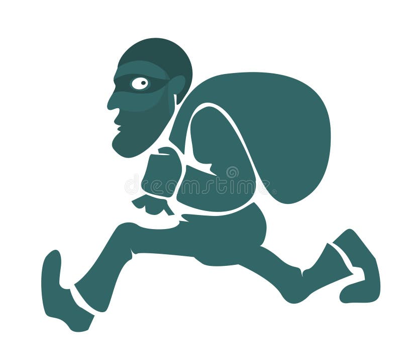 Een dief met een tas vector illustratie. Illustration of silhouet ...