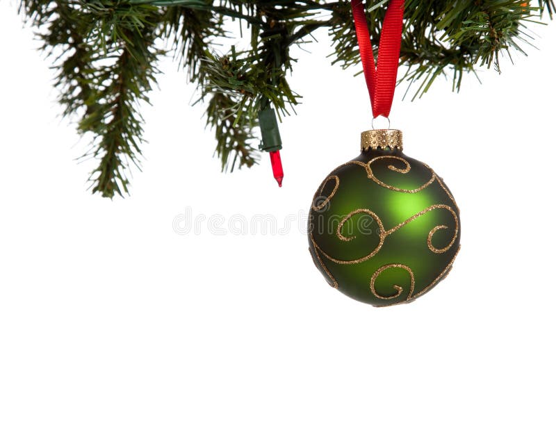 Een Groene Bal Van GlitteryKerstmis Op Wit Stock Afbeelding - Image of ...