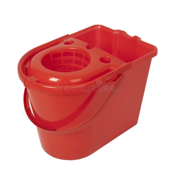 Een rode emmer stock foto. Image of open, huishouden - 12527392