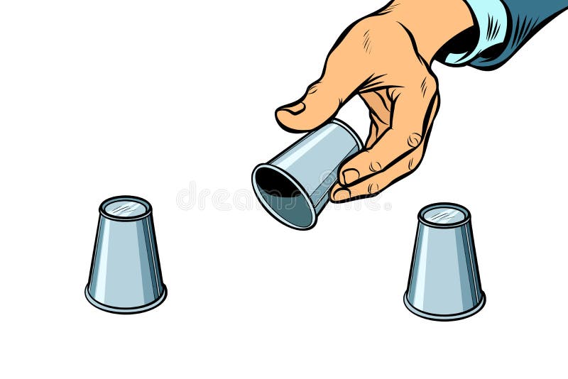 Shell Game 3 Transparante Bekertjes En Green Ball 3d Stock Illustratie ...