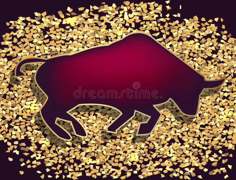Een Symbool Van De Stier En Het Goud Schitteren Vector Illustratie ...