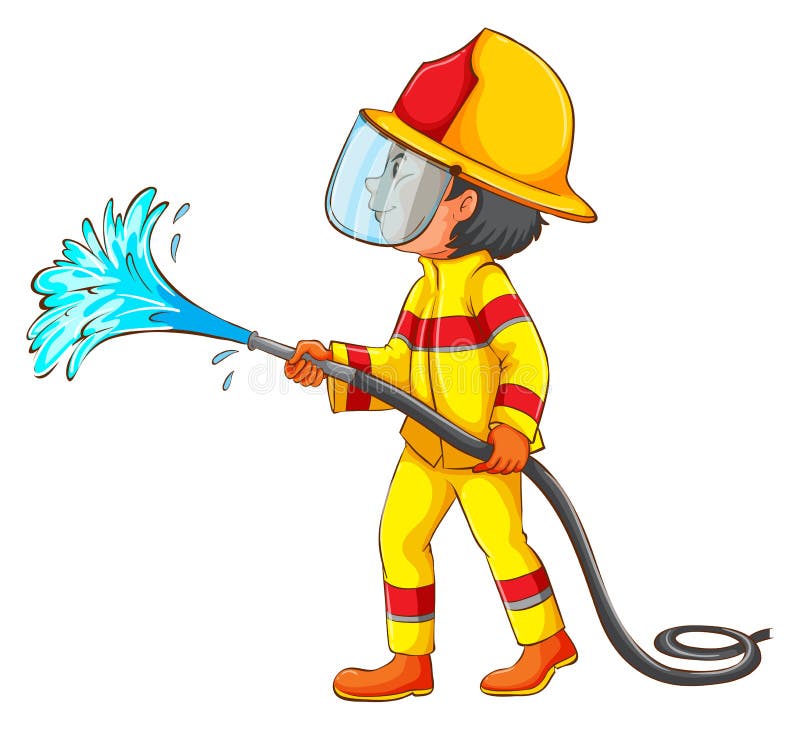 Een Tekening Van Een Brandweerman Vector Illustratie - Illustration of ...