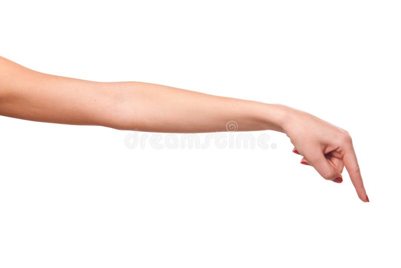 Een Vrouw Drukt Een Vinger? Stock Foto - Image of symbool, meisje: 11968750