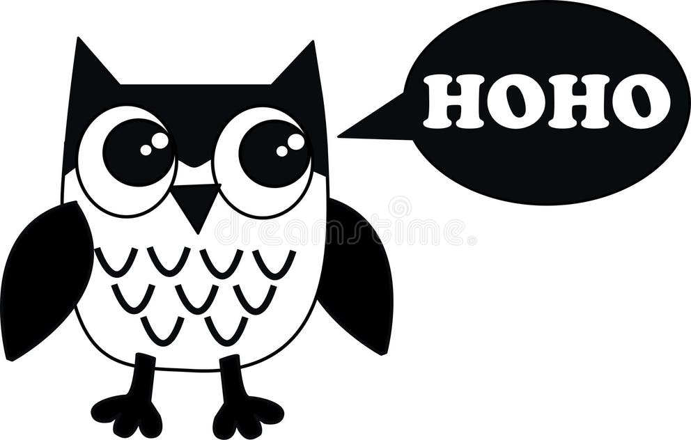 Een zwarte witte uil vector illustratie. Illustration of vogeltje ...