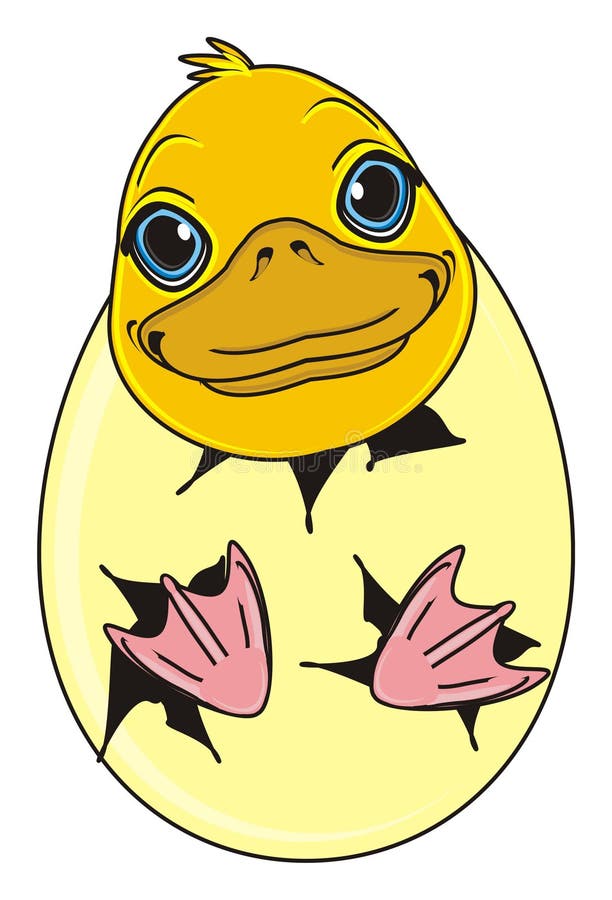 De Eend Gluurt Omhoog Van Groot Ei Stock Illustratie - Illustration of ...