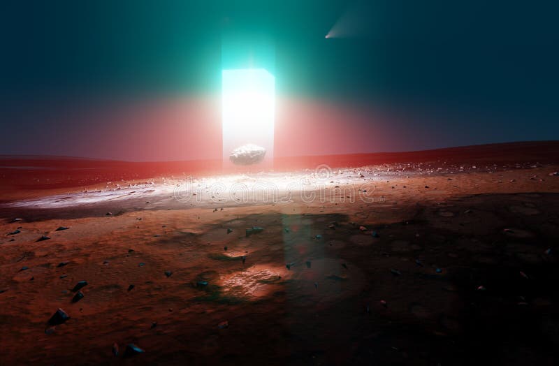 New Energy Source Light Beam on Mars Stock Illustration - Illustration ...