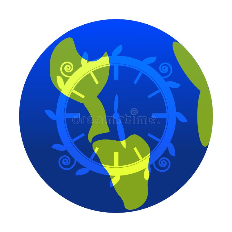 Eenvoudig Symbool Van Aarde Met Klok Op Witte Achtergrond Vector ...