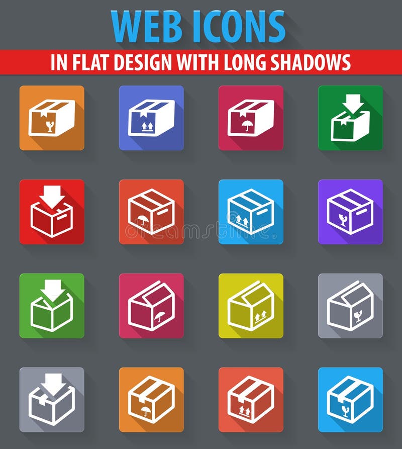 Eenvoudige Pictogrammenreeks Van Doos Vector Illustratie - Illustration ...