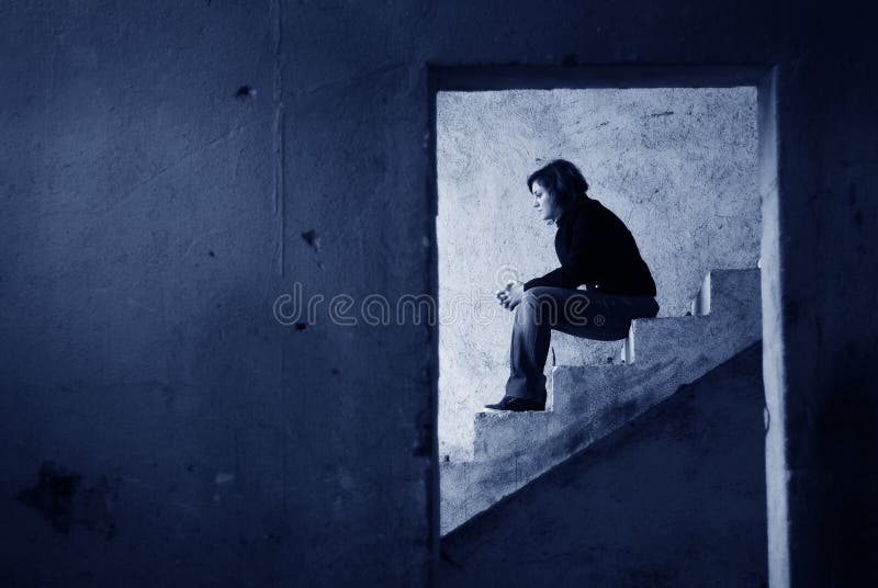 Eenzaamheid stock afbeelding. Image of trap, alleen, mediteren - 12038797