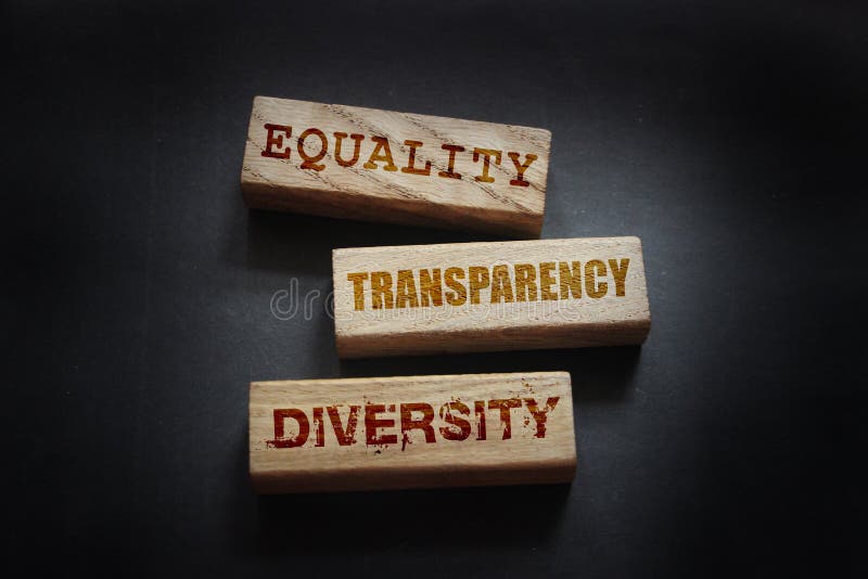 Equality Transparency Diversity Words Written on Wooden Blocks. Equal ...