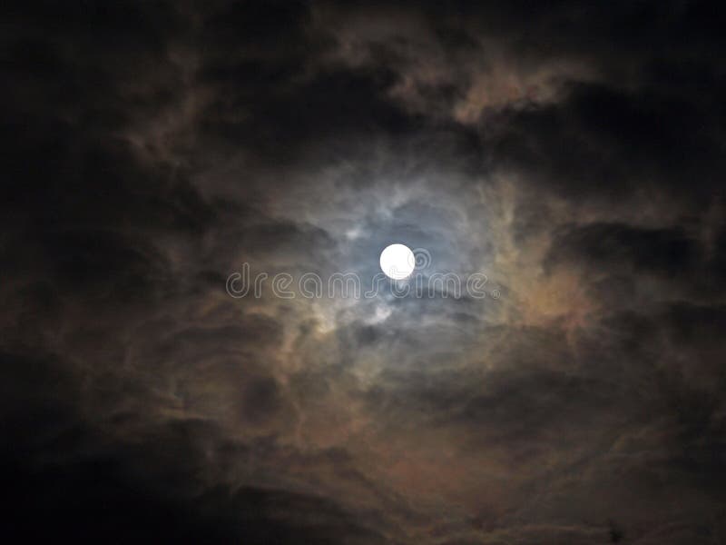 Eerie Clouds with Full Moon Stock Photo - Image of unnatural, scary ...