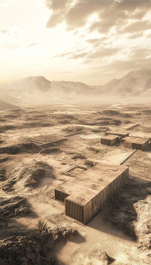 Eerie Desert Landscape Featuring Abandoned Data Center Structures ...