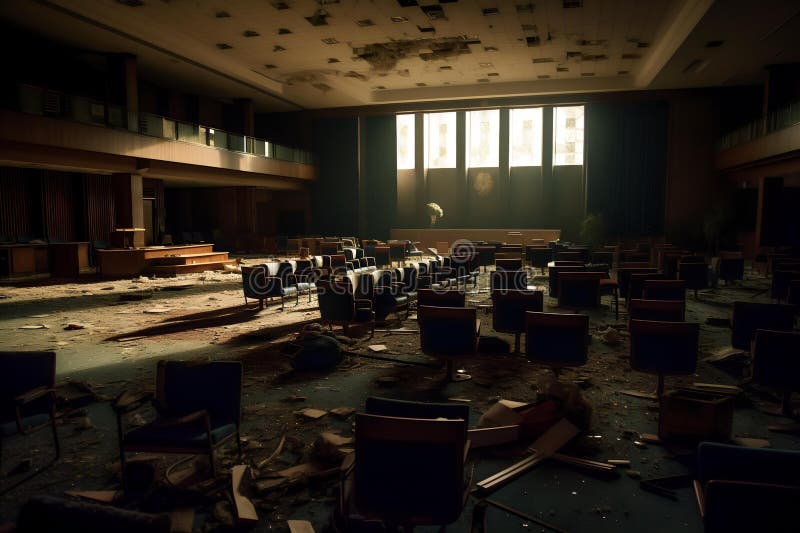Abandoned Conference Hall (AI Generated) Stock Illustration ...