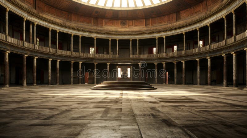 Eerie Echoes of the Past: Empty Roman Senate Hall in Ancient Rome Stock ...