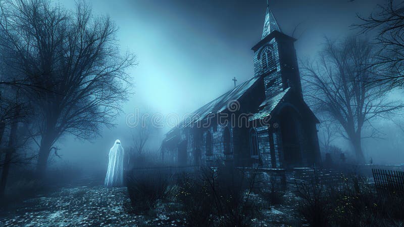 Ghostly Church stock illustration. Illustration of eerie - 329828170