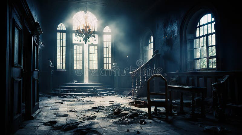 Eerie Intricacies Haunted Building Interior. Created with Generative AI ...