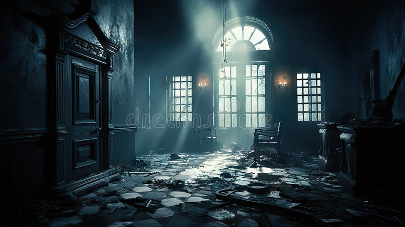 Eerie Intricacies Haunted Building Interior. Created with Generative AI ...