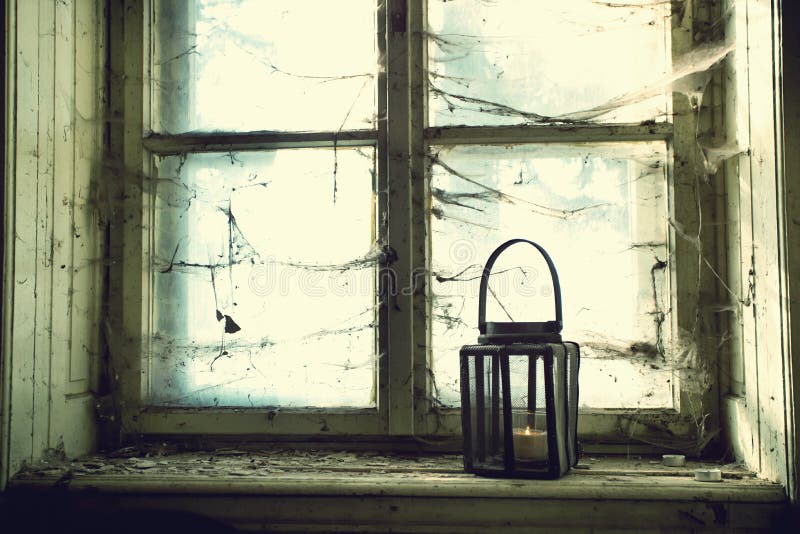 Spooky Window in a Haunted House Stock Image - Image of facade, covered ...