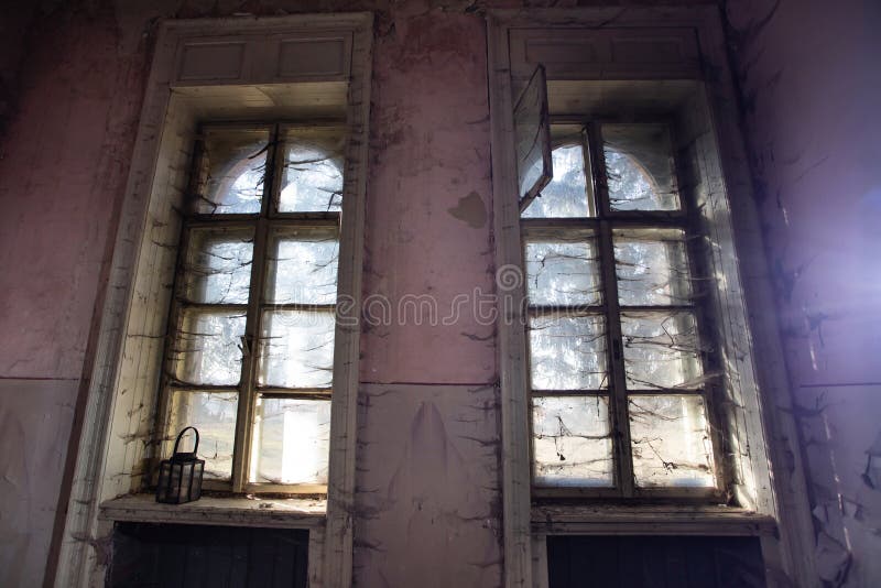 Spooky Window in a Haunted House Stock Image - Image of facade, covered ...
