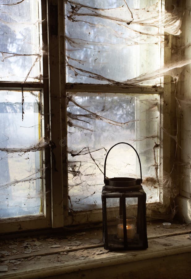 Spooky Window in a Haunted House Stock Image - Image of facade, covered ...