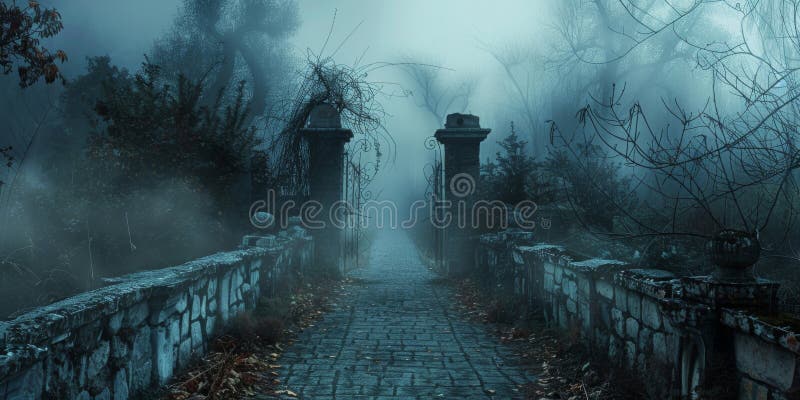 Eerie Pathway Halloween Layout Background Stock Illustration ...