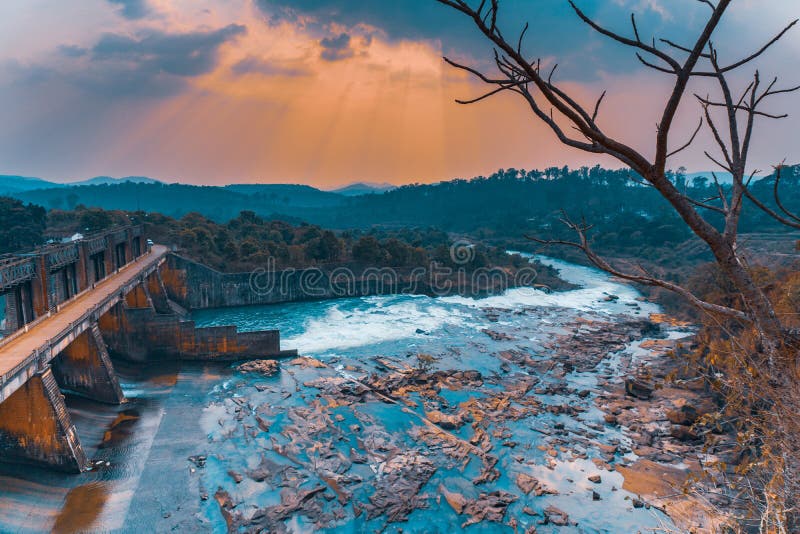 Eerie Scenery of a River Flowing in the Valley between High Mountains ...
