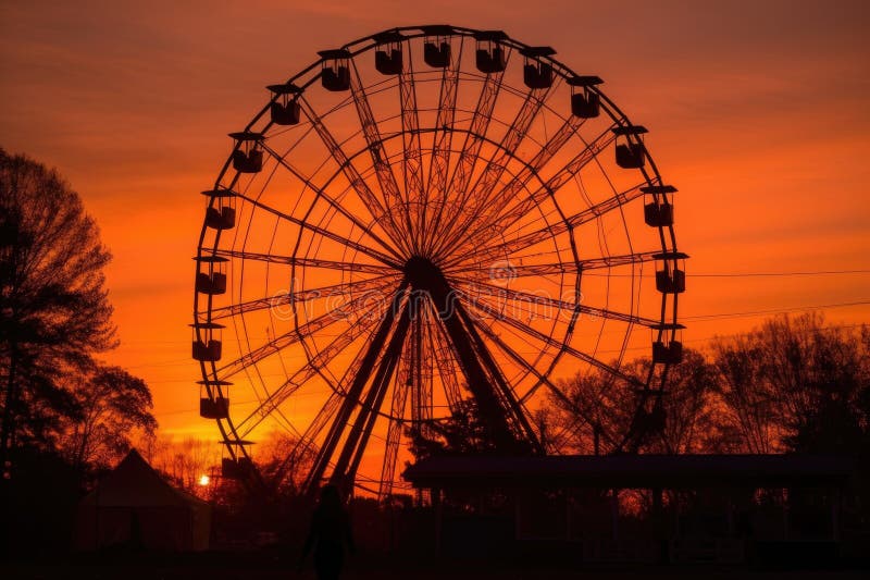 Eerie Shadow of a Ferris Wheel at Sunset Stock Illustration ...