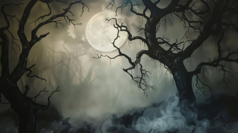 Eerie Shadows Halloween Backdrop Stock Illustration - Illustration of ...
