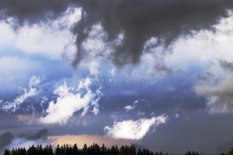 Eerie Storm Clouds Over Forest Sunset Stock Photos - Free & Royalty ...