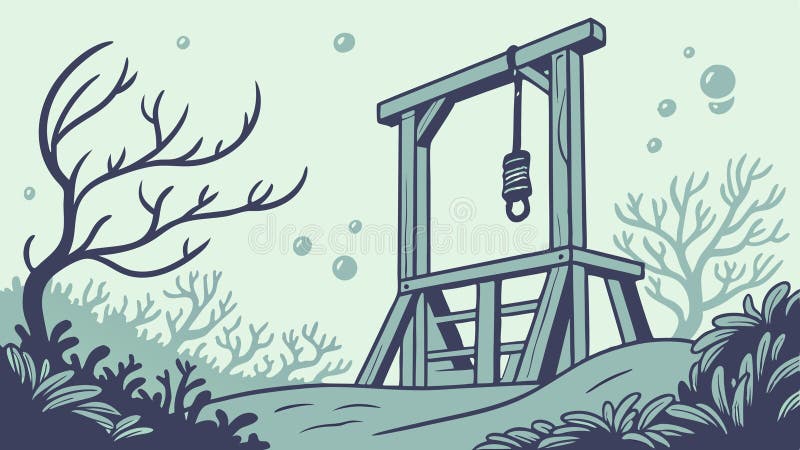 Deserted Gallows Over Rippling Water Vector Art, Vector Design ...