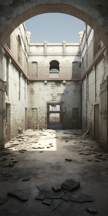 Eerily Realistic Abandoned Prison Interior 3d Model Stock Illustration ...